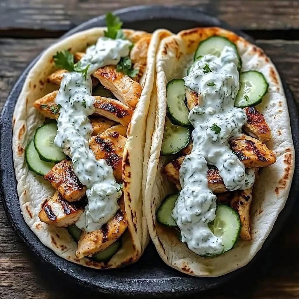 Greek Chicken Gyros with Cucumber Tzatziki - Cooking Recipes